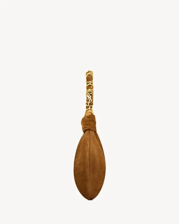 Saint Laurent Amalia Small Hobo In Suede With Cassandre Jewel