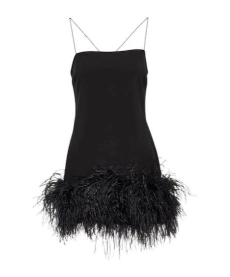 Attico Feather-trimmed Minidress - Black