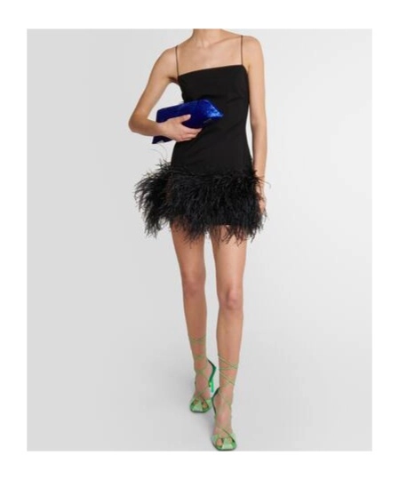 Attico Feather-trimmed Mini Dress