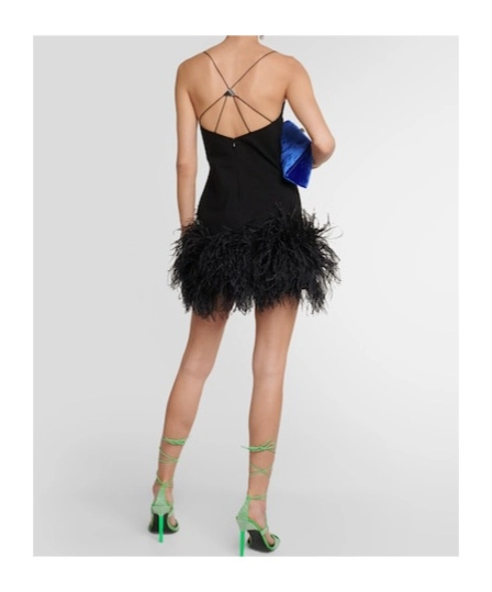 Attico Feather-trimmed Mini Dress