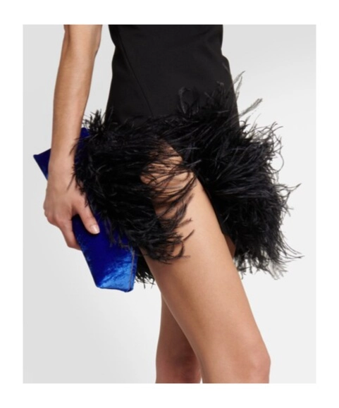 Attico Feather-trimmed Mini Dress