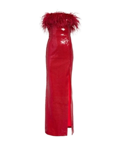 Rebecca Vallance Nika Sequined Feather-trimmed Gown