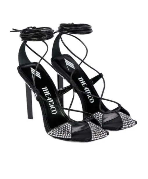 Attico Adele Embellished Sandals - Black