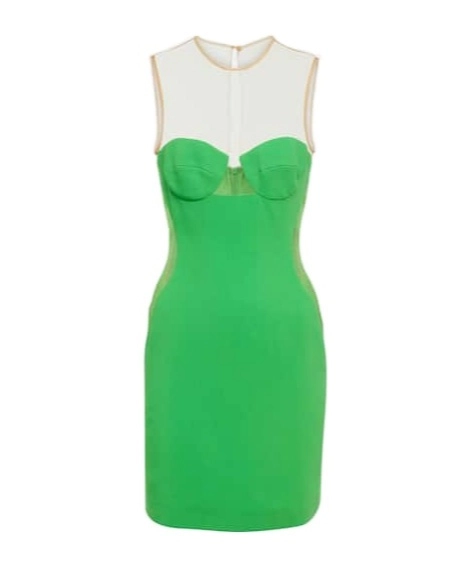 Stella McCartney Mesh-paneled Crêpe Minidress - Green