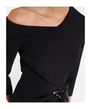 SAFIYAA LONDON Asymmetrical Sequined Crêpe Top