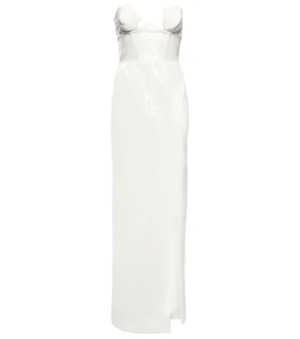 NENSI DOJAKA Bridal Sequined Gown - White