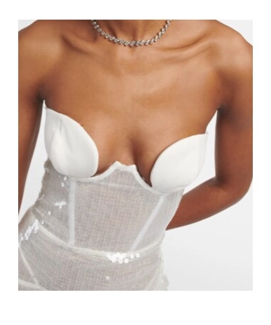 NENSI DOJAKA Strapless Sequined Gown With High Slit