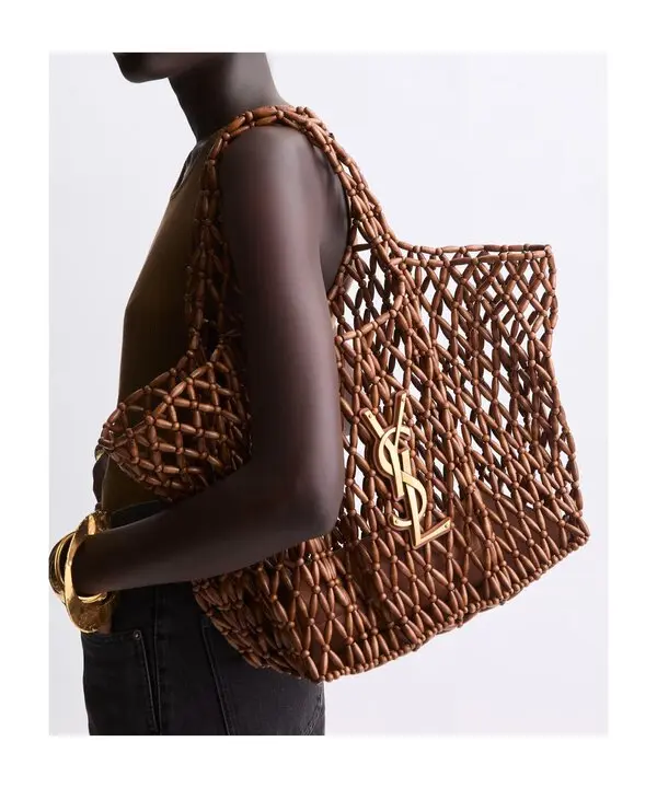 Saint Laurent Icare Medium In Wood Beads