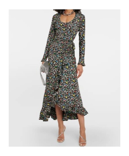 Rabanne Printed Wrap Midi Dress