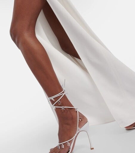 NENSI DOJAKA Bridal Crepe Gown With Cutouts And Organza Trim - White
