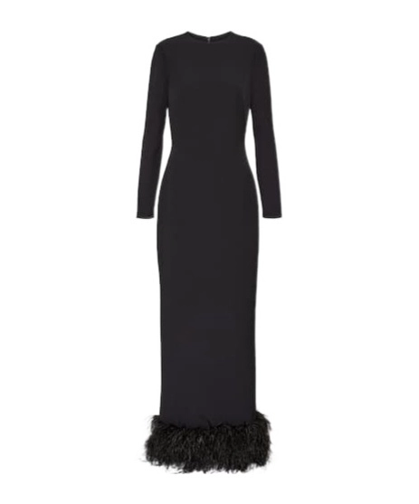 SAFIYAA LONDON Feather-trimmed Crêpe Gown