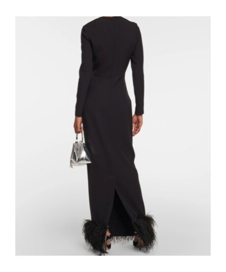 SAFIYAA LONDON Feather-trimmed Crêpe Gown