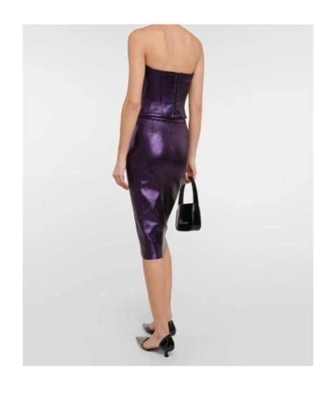 Stouls Carmen Metallic Leather Midi Skirt