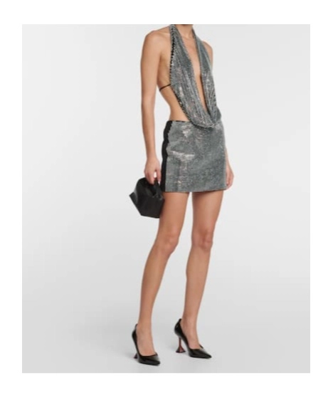 David Koma Cowl Neck Embellished Mini Dress