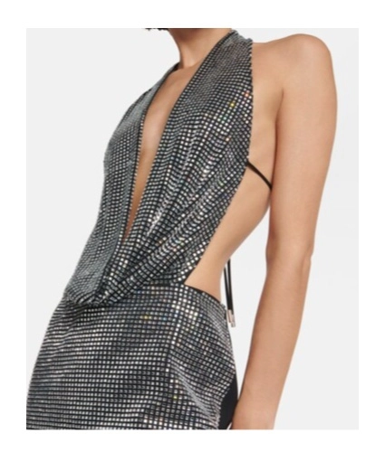 David Koma Cowl Neck Embellished Mini Dress