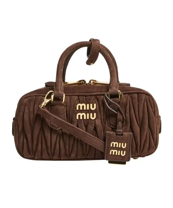 Miu Miu Small Quilted Suede Arcadie Bag