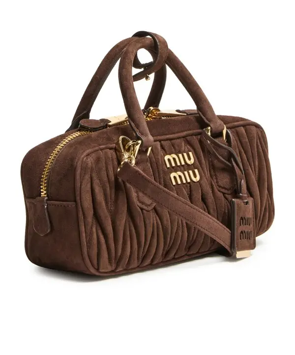 Miu Miu Small Quilted Suede Arcadie Bag