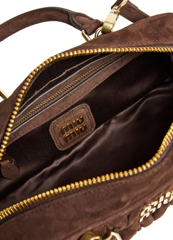 Miu Miu Small Quilted Suede Arcadie Bag