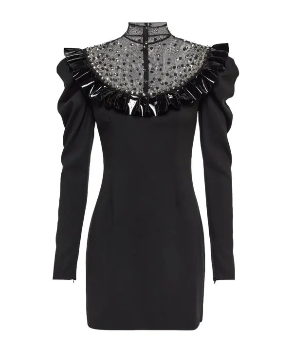 Alessandra Rich Embellished Wool-blend Minidress