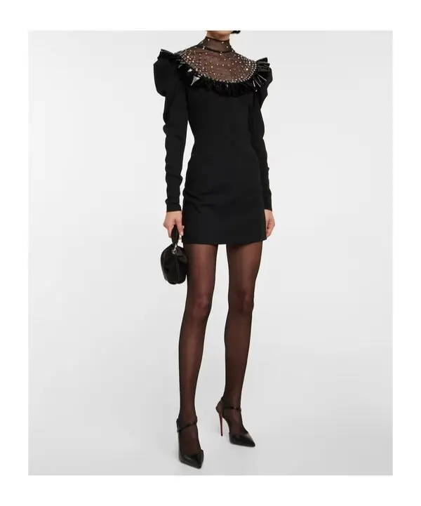 Alessandra Rich Embellished Wool-blend Minidress