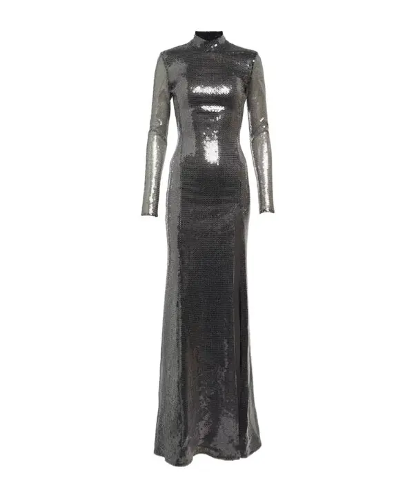David Koma Sequined Mockneck Gown