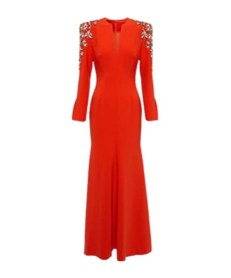 Jenny Packham V-neck Crepe Dress - Red