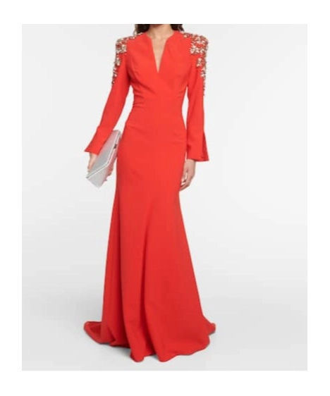 Jenny Packham V-neck Crepe Dress