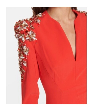 Jenny Packham V-neck Crepe Dress
