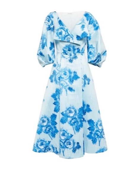 EMILIA WICKSTEAD Gabby Floral Taffeta Faille Midi Dress - Blue