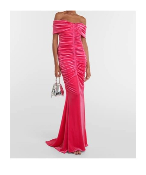 Monique Lhuillier Off-shoulder Velvet Gown