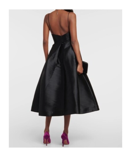 Alex Perry Pleated Silk Faille Midi Dress