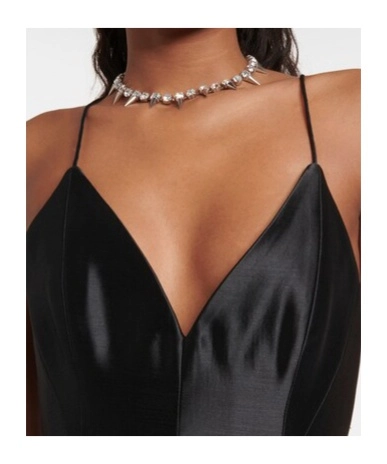 Alex Perry Pleated Silk Faille Midi Dress