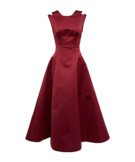 EMILIA WICKSTEAD Luz Cutout Satin Midi Dress - Red