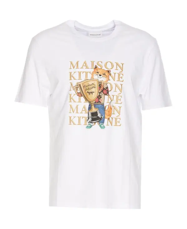 Maison Kitsuné Fox Champion Printed Crewneck T-shirt - White