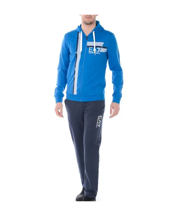 EA7 Two-piece Suit Of Zipper Sweater And Trousers Sportswear - Blue