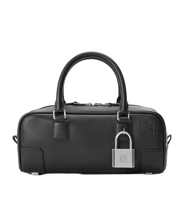 Loewe Amazona 23 Cropped Bag In Shiny Calfskin - Black