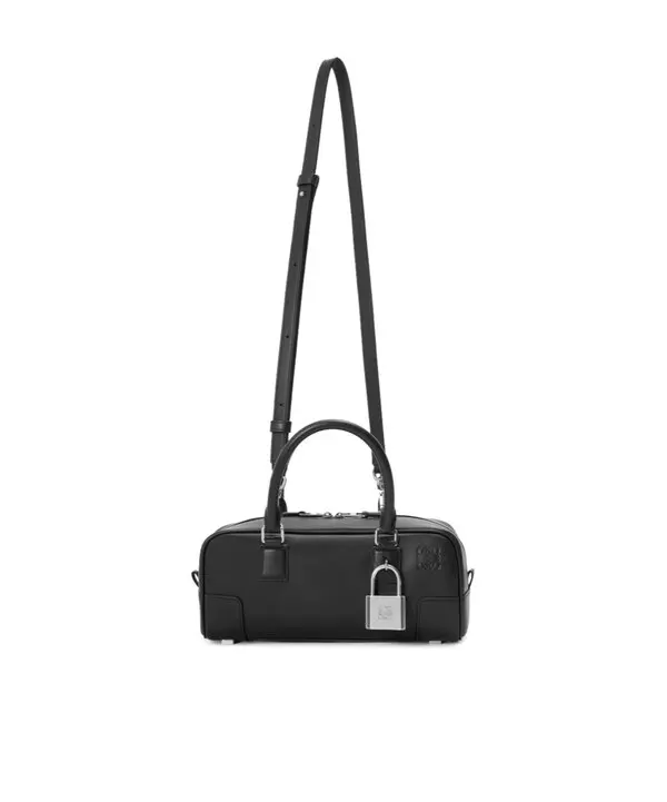 Loewe Amazona 23 Cropped Bag In Shiny Calfskin - Black