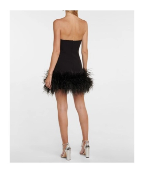 SAFIYAA LONDON Strapless Feather-trimmed Minidress