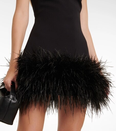 SAFIYAA LONDON Strapless Feather-trimmed Minidress