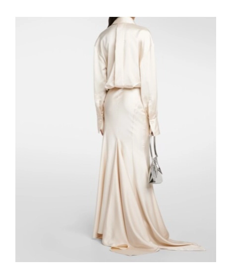 Attico Feather-trimmed Satin Gown