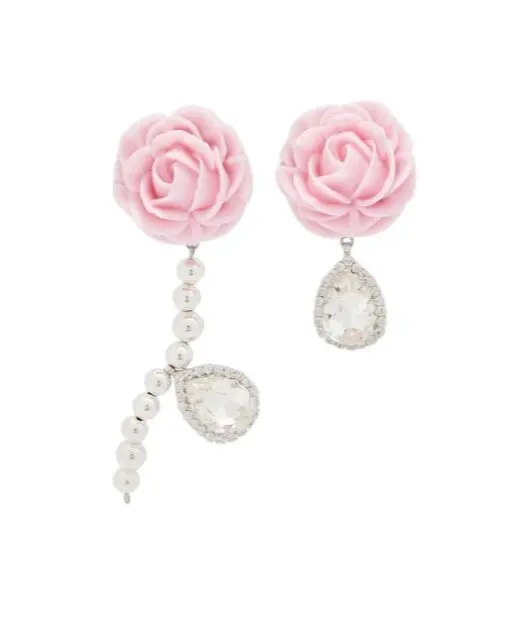 Magda Butrym Embellished Rose Drop Earrings - Pink
