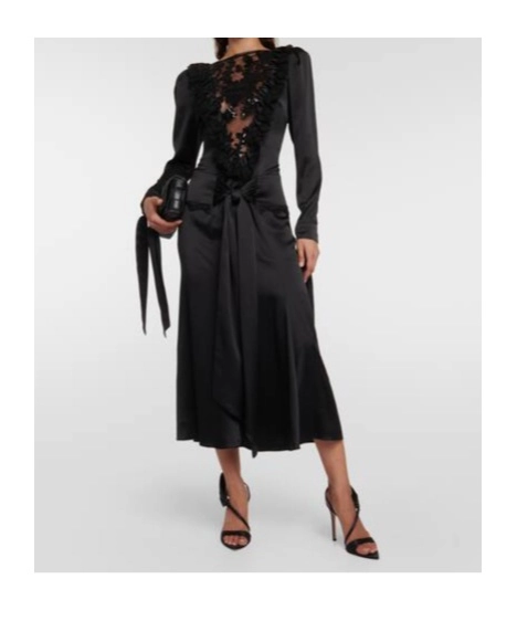 RODARTE Embellished Silk-satin Midi Dress