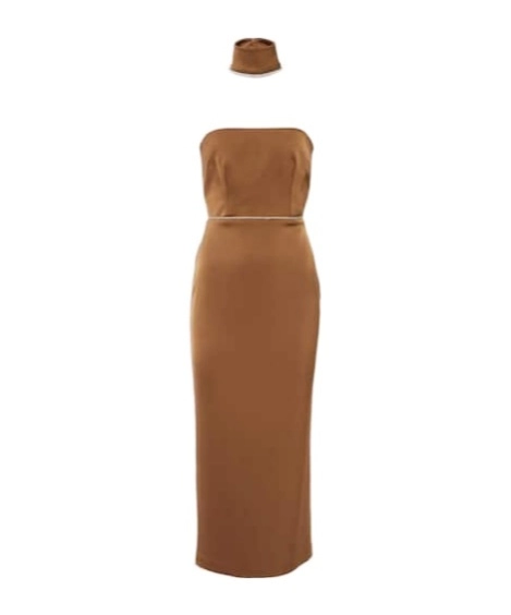 Alex Perry Crystal-embellished Satin Midi Dress - Brown