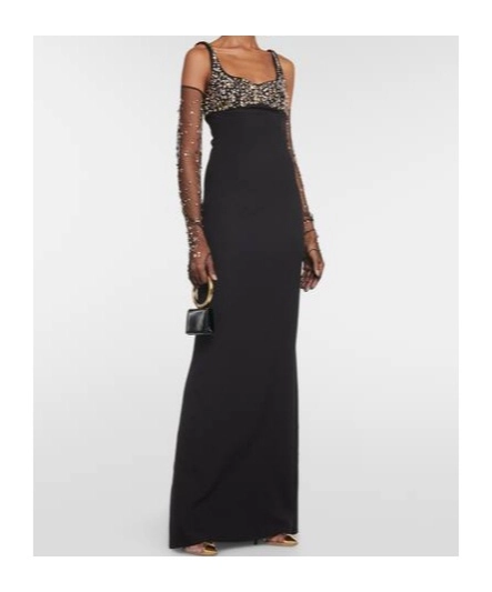 SAFIYAA LONDON Beatriz Embellished Gown With Astin Gloves
