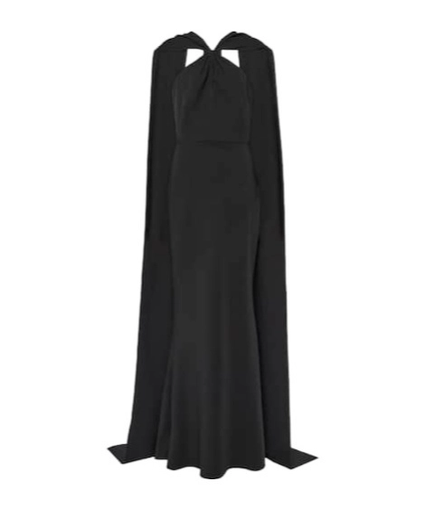 SAFIYAA LONDON Lilien Caped Crepe Gown - Black