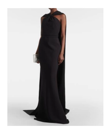 SAFIYAA LONDON Lilien Caped Crepe Gown