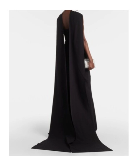 SAFIYAA LONDON Lilien Caped Crepe Gown