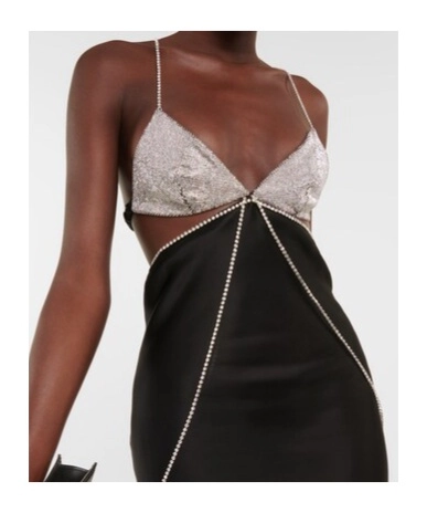 Dodo Bar Or Beatrice Embellished Silk Satin Dress