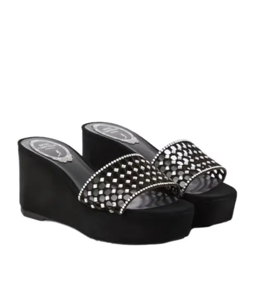 Rene Caovilla Embellished Suede Platform Slides