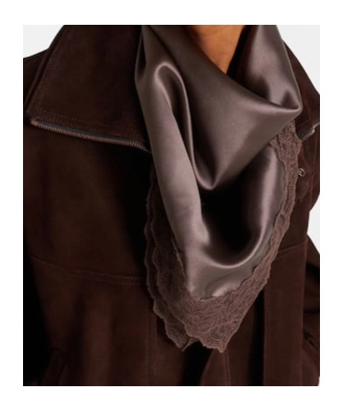 Magda Butrym Lace-trimmed Silk Satin Scarf